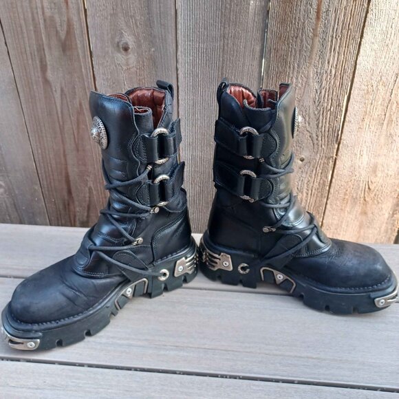 New Rock | Shoes | Rare Vintage New Rock Reactor Black Leather Chunky ...
